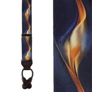 Trafalgar Atticus Billow Silk Button End Suspenders - Navy Blue And Gold
