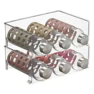 MDESIGN Plastic Free-standing Stackable 3 Bottle Storage Rack - Clear