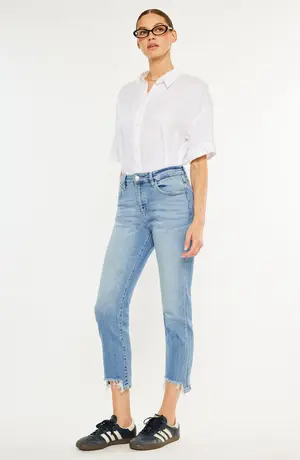 KANCAN High-rise Slim Cropped Straight Jeans