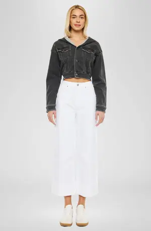 KANCAN Alfie 90s High-rise Cropped Wide Leg Jeans - White