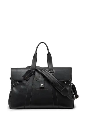 Brunello Cucinelli Grained Calfskin Weekender Bag - Black