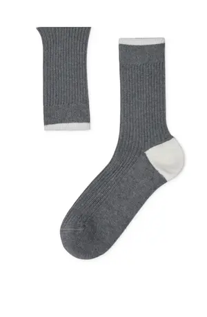 Brunello Cucinelli Cotton Calf Socks - Grey