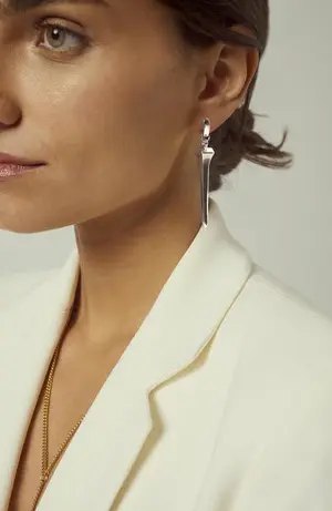 CXC Stud Diamond Nail Earrings - Silver