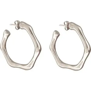 CXC Bambú Hoop Earrings Silver