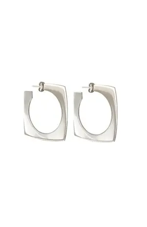 CXC Aldaba Slim Hoop Earrings - Silver