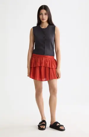 Scotch & Soda Crinkle Gauze Tiered Mini Skirt
