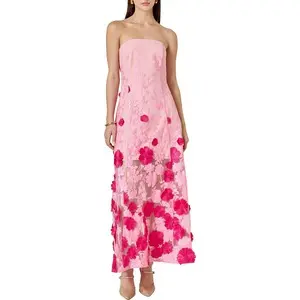Endless Rose Embroidered Strapless Dress - Pink