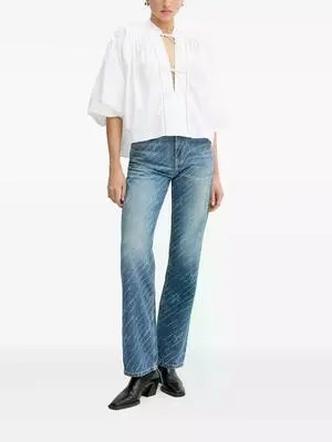 BOSS Balloon-sleeve Tie Blouse