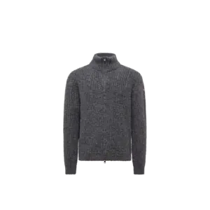Moncler Alpaca & Wool Zip-Up Cardigan Grey