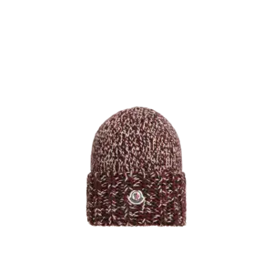 Moncler Mouliné Wool Blend Beanie - Red