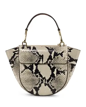 WANDLER Hortensia Mini Leather Bag Black/white Python
