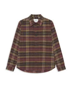LES DEUX Lennon Check Overshirt - Fudge