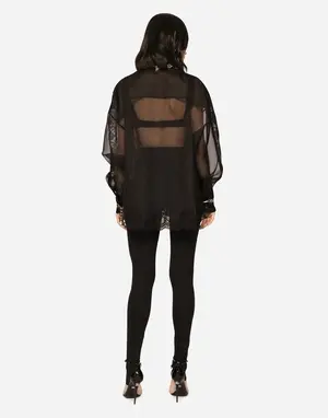Dolce & Gabbana Organza Tuxedo Shirt With Lace Inserts