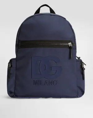 Dolce & Gabbana Nylon Backpack With Dg Rubber Patch - Azure