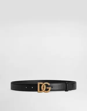 Dolce & Gabbana Dg Logo Calfskin Belt - Black
