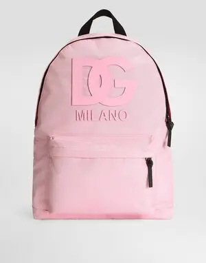 Dolce & Gabbana Nylon Backpack With Dg Rubber Patch - Pink