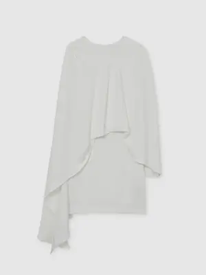 Halston Mini Asymmetric Cape Dress