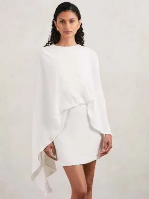 Halston Mini Asymmetric Cape Dress