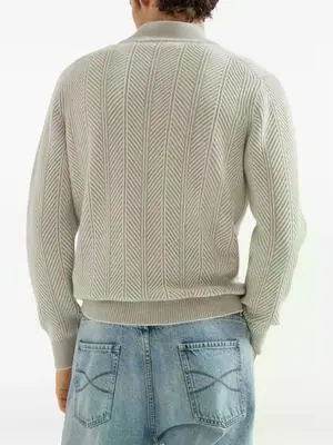 Brunello Cucinelli Herringbone Half-zip Sweater