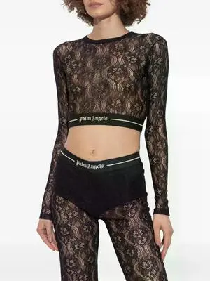 Palm Angels Lace-panel Long-sleeve Top