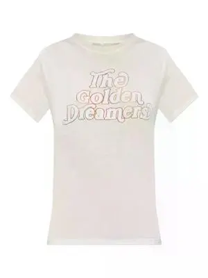 GOLDEN GOOSE Printed T-shirt With Star Embellishments - Neutrals