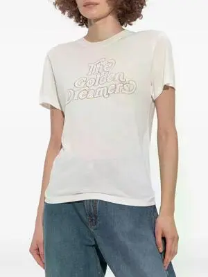 GOLDEN GOOSE Printed T-shirt With Star Embellishments - Neutrals