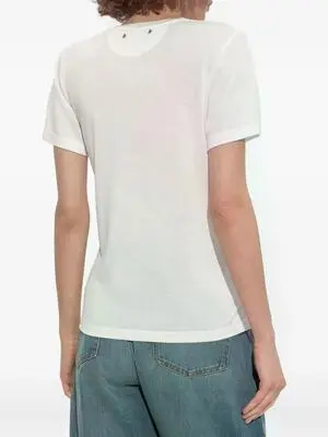 GOLDEN GOOSE Printed T-shirt With Star Embellishments - Neutrals