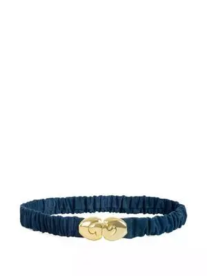 Isolda Caju Gathered Gold-buckle Belt - Blue