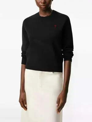 AMI Paris De Coeur Wool Crew-neck Sweater - Black