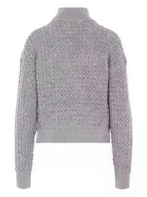 Elisabetta Franchi Sequin-embellished High-neck Sweater - Grey