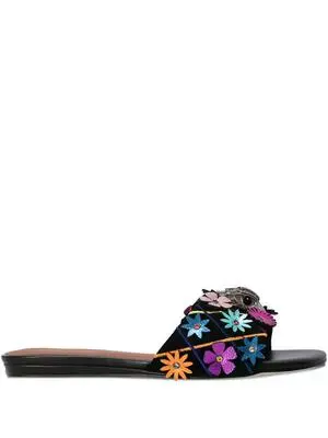 Kurt Geiger Flower-embellished Flat Sandals - Black