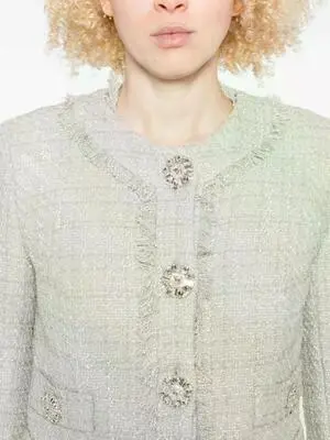 Costarellos Embellished Fringe Tweed Jacket
