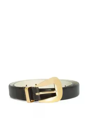 Isolda Rounded-buckle Leather Belt - Black