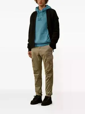 C.P. COMPANY Embroidered Logo Hoodie - Blue