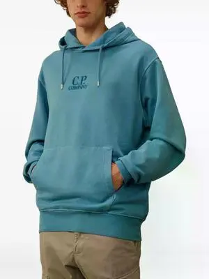 C.P. COMPANY Embroidered Logo Hoodie - Blue