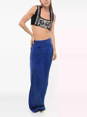 Balmain Pleated Asymmetric Maxi Skirt