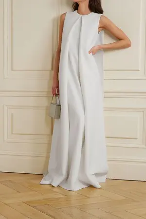 EMILIA WICKSTEAD Layne Cape-effect Wool-crepe Gown