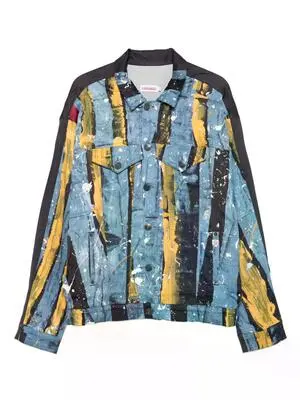 CHARLES JEFFREY Painted-stripe Denim Jacket - Blue