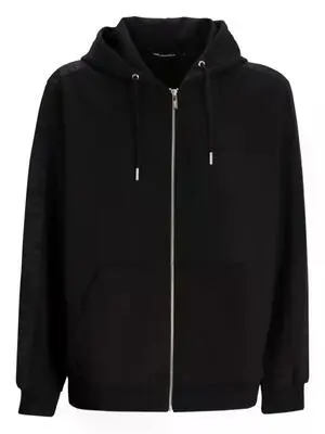 Karl Lagerfeld Logo-sleeve Zip-up Hoodie - Black