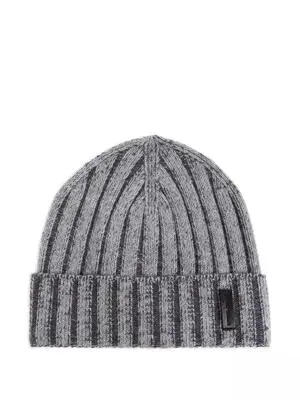 Emporio Armani Ribbed Wool Beanie - Grey