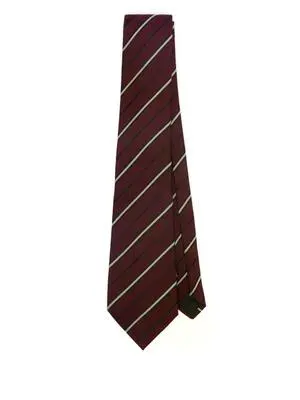 Saint Laurent Striped Neck Tie Red