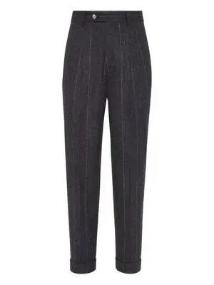 Brunello Cucinelli Pinstripe Pleated Trousers