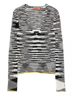 Missoni Striped V-neck Sweater - Black