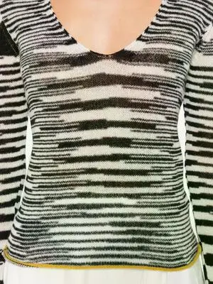 Missoni Striped V-neck Sweater - Black