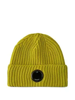 C.P. COMPANY Ribbed-wool Beanie Hat With Lens Detail - Green