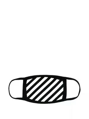 Off-White Diagonal-striped Cotton Mask