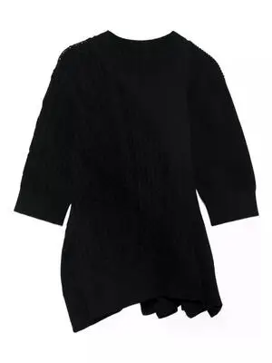 Sacai Cable-knit Flared Top - Black