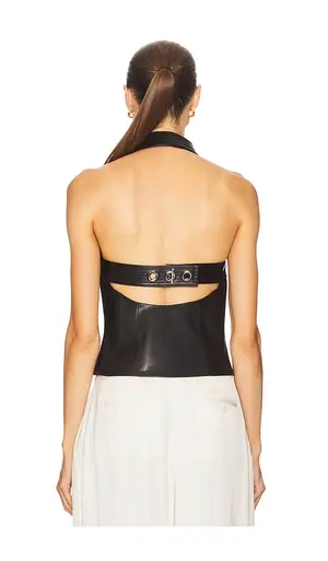 Cult Gaia Jill Leather Halter Top