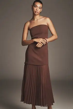 Strapless Pleated Midi Dresses