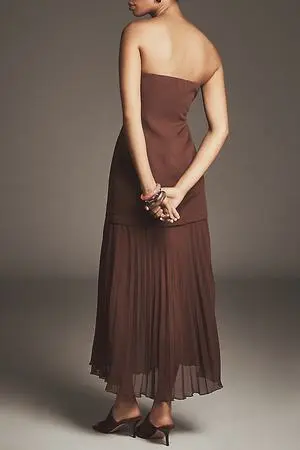 Anthropologie Strapless Pleated Midi Dress